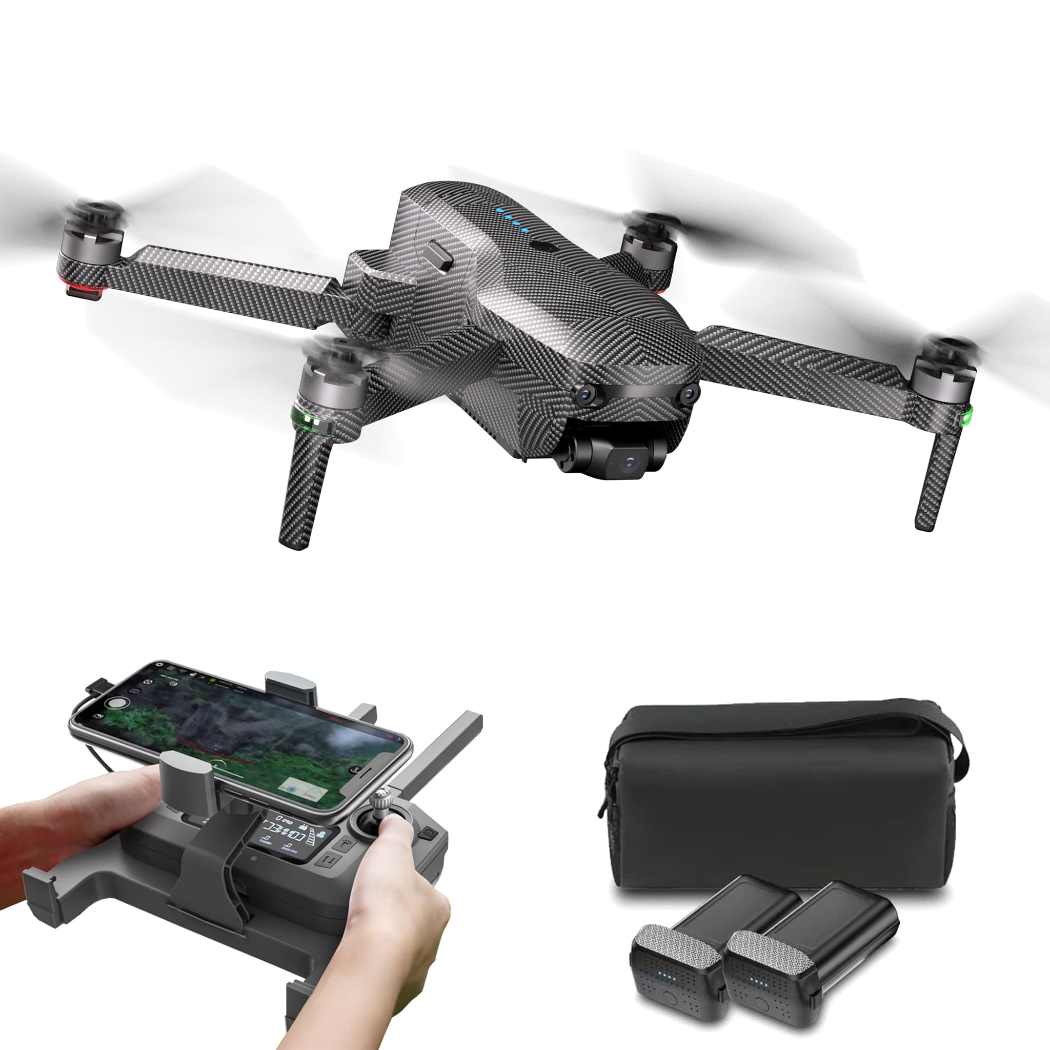 Flightelf|3-Axis Gimbal Drone with Sony 4K Camera, 3 Batteries 120-Min ...